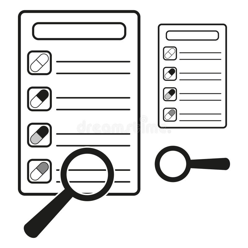 Checklist Icon. Magnifying Glass Graphic. Document Analysis Tool ...