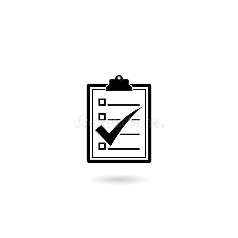 Checklist Icon with Shadow Isolated on White Stock Vector ...