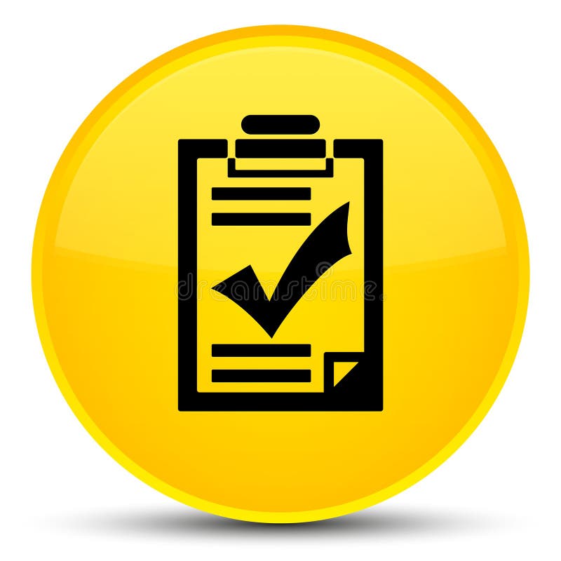 Checklist Icon Special Yellow Round Button Stock Illustration ...
