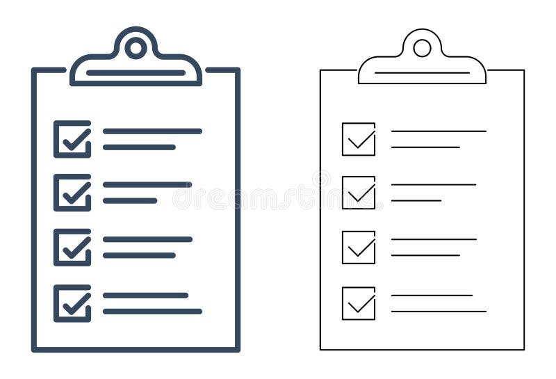 Checklist Icon in Thin Line with Completed List Stock Illustration ...