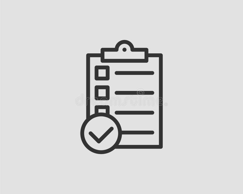 Checklist Icon Vector Line Design. Marking the Completed Work Stock ...