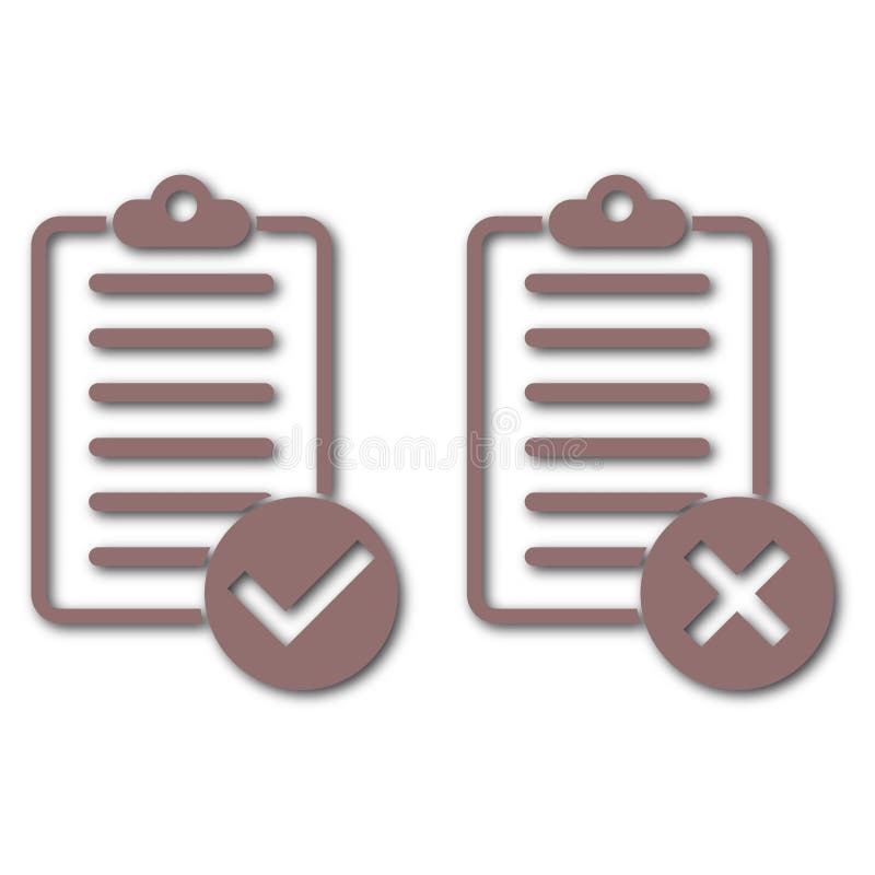 Checklist Icons Set, Check Mark and X Mark with Long Shadow Stock ...