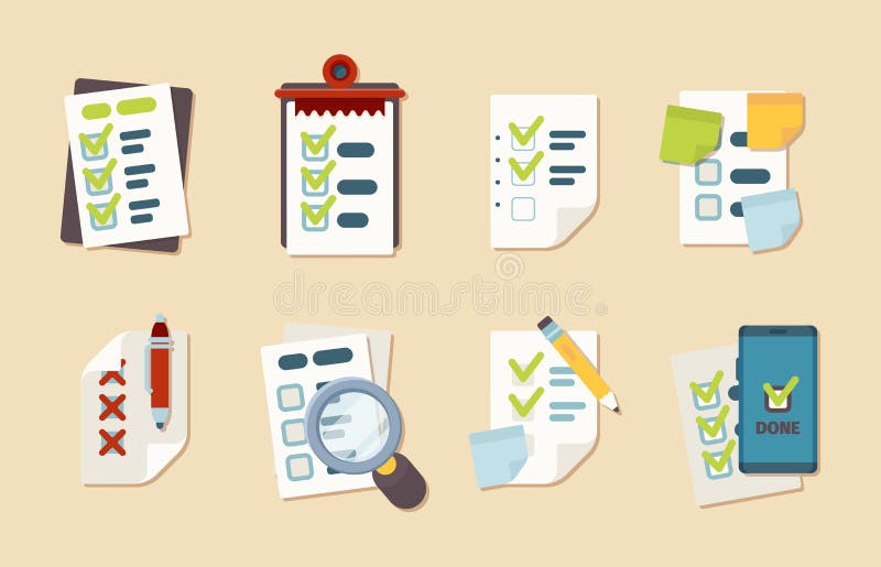 Checklist Icons. Notepad Schedule Customer Marks Research Clipboard ...