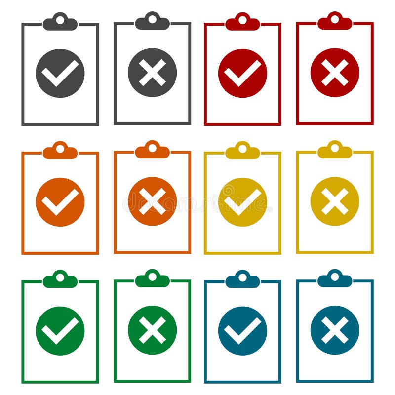 Checklist With X Mark Icons Set Stock Vector - Illustration of design ...