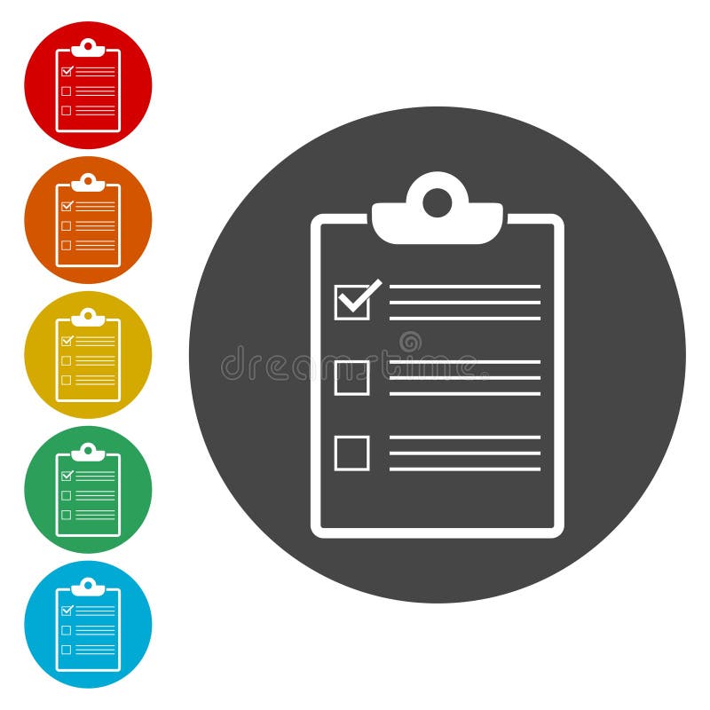 Checklist Icons Set, Check Mark and X Mark with Long Shadow Stock ...