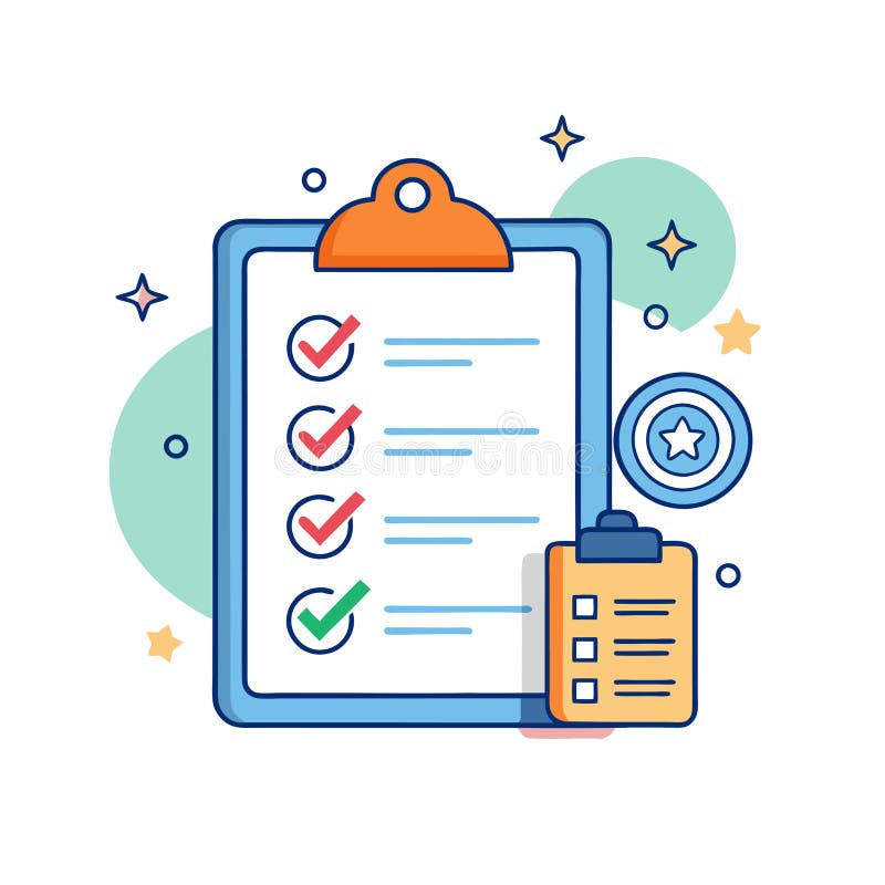 Checklist Illustration with Clipboard, Task Management and Goal Setting ...