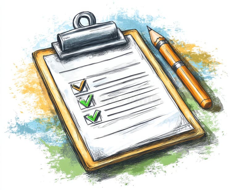 A Checklist Illustration Featuring Completed Items and a Pencil Stock ...