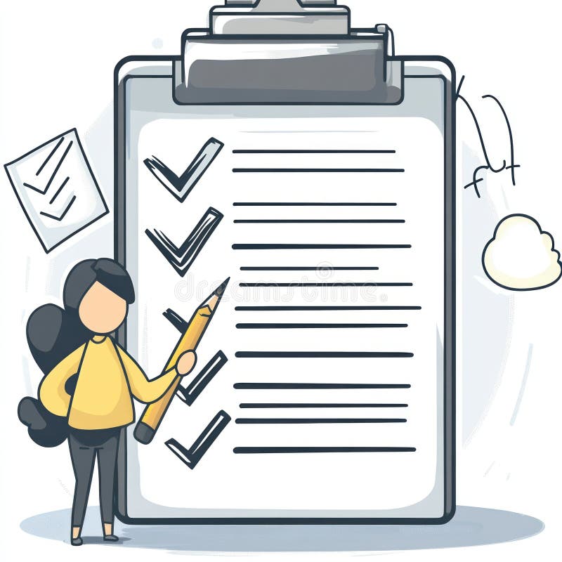 Illustration of a Person Completing a Checklist Stock Illustration ...