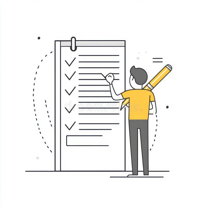 Illustration of a Person Completing a Checklist Stock Illustration ...