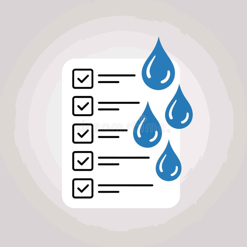 Checklist Infographic Blue Water Drops Icon White Background Stock Vector - Illustration of flat ...