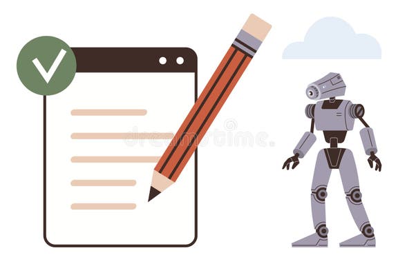 Checklist Interface with Pencil and Robot Symbolizing AI-Assisted Task ...