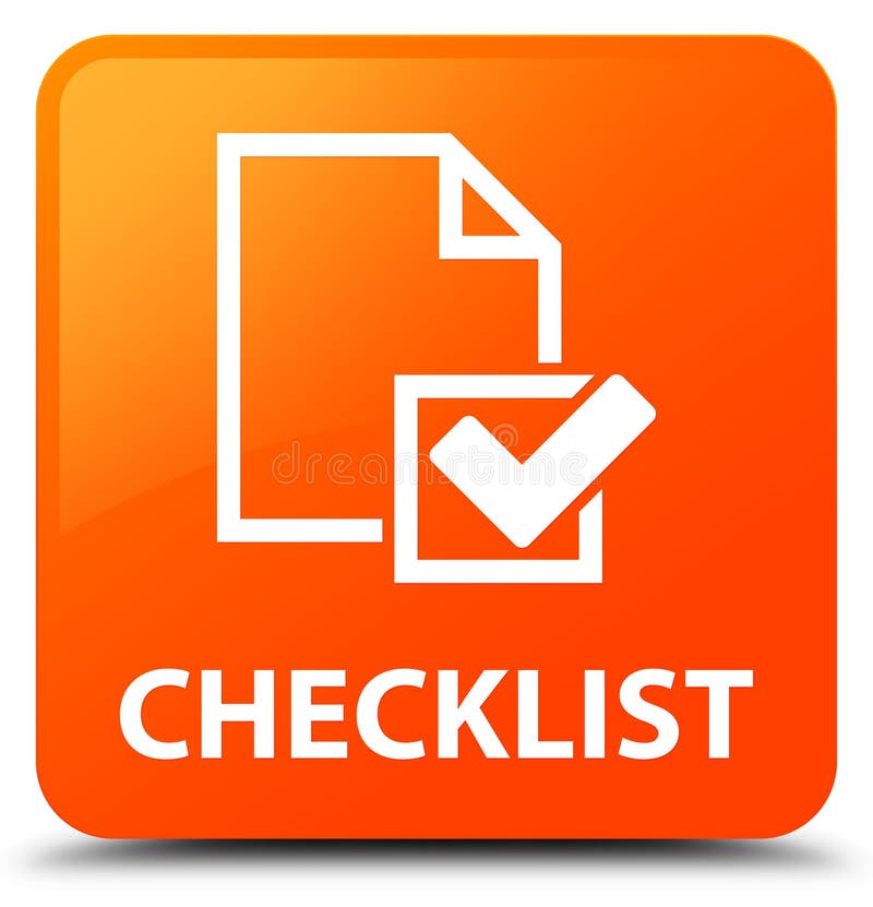 Checklist Orange Square Button Stock Illustration - Illustration of ...