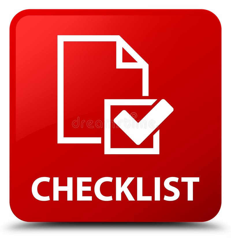Checklist Red Square Button Stock Illustration - Illustration of symbol ...