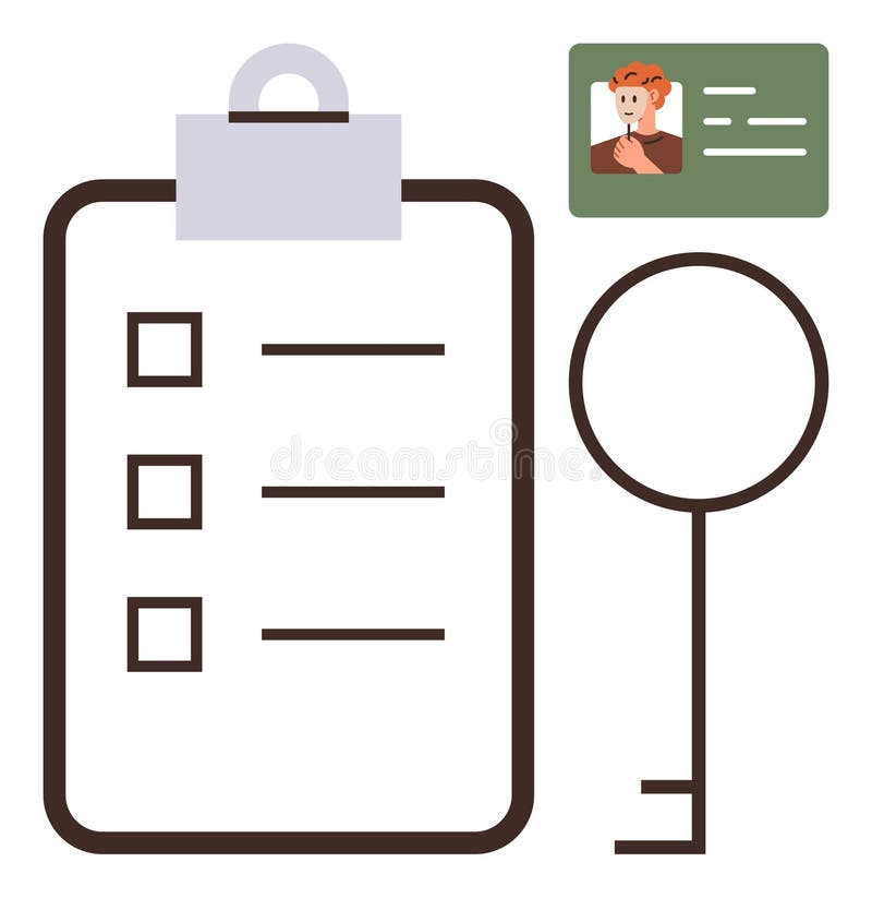 Checklist, Key, and ID Card Representing Security, Verification, and Organization Concepts Stock ...