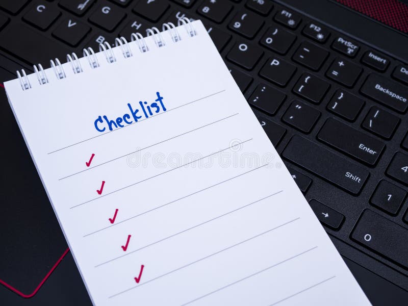 Checklist on laptop 2 stock image. Image of list, note - 77425295