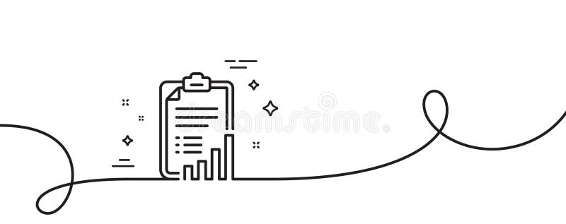 Checklist Line Icon. Graph Chart Sign. Continuous Line with Curl. Vector Stock Vector ...