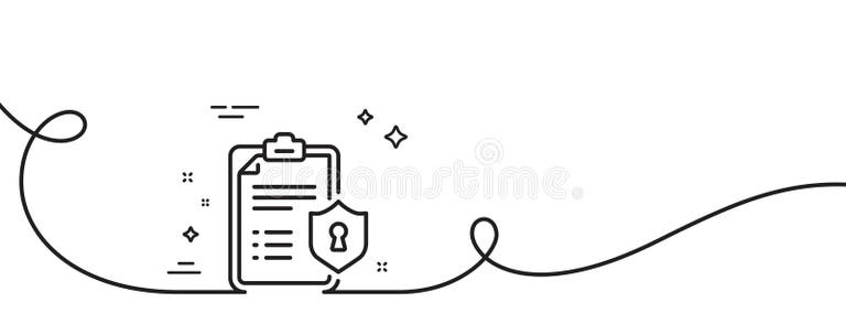 Checklist Line Icon. Privacy Policy Document Sign. Continuous Line with Curl. Vector Stock ...
