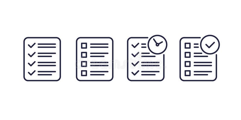 Checklist Line Icons, List with Tasks, Goals Stock Vector ...