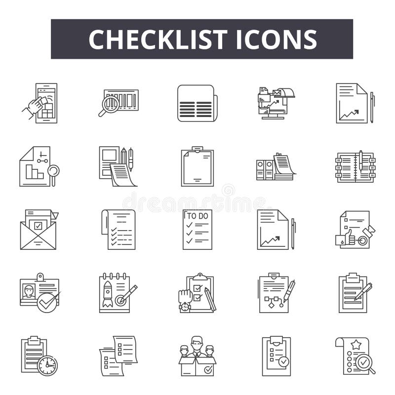 Checklist Line Icons for Web and Mobile Design. Editable Stroke Signs ...