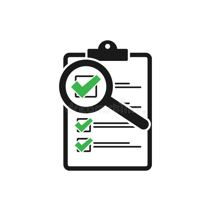 Checklist with Magnifying Glass Icon. Checkmark Document. Vector EPS 10 ...