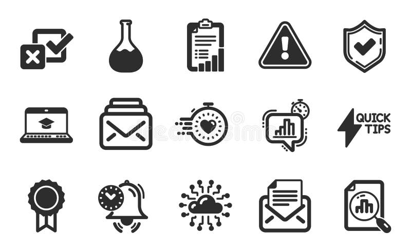 Checklist, Mail and Analytics Graph Icons Set. Checkbox, Quickstart ...