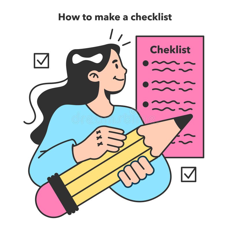 Checklist Making Concept. Character Planning the daily Routine Stock ...
