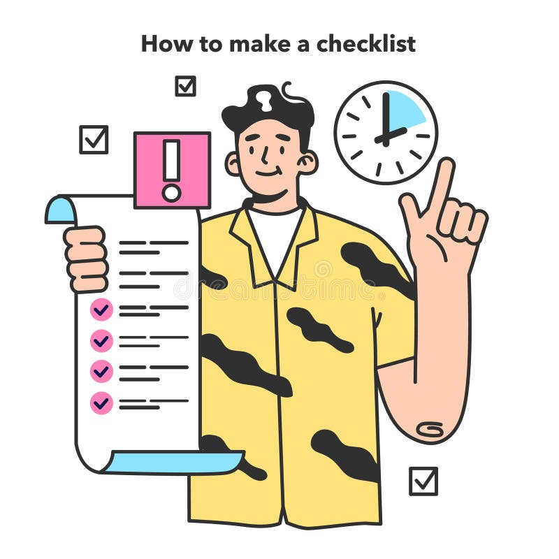 Checklist Making Concept. Character Planning the daily Routine Stock ...