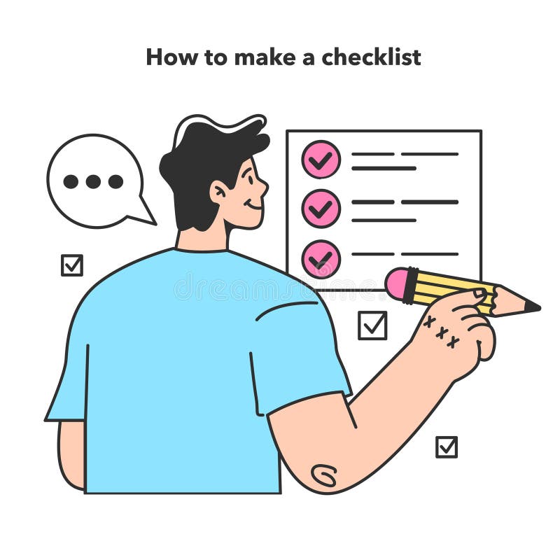 Checklist Making Concept. Character Planning the daily Routine Stock ...