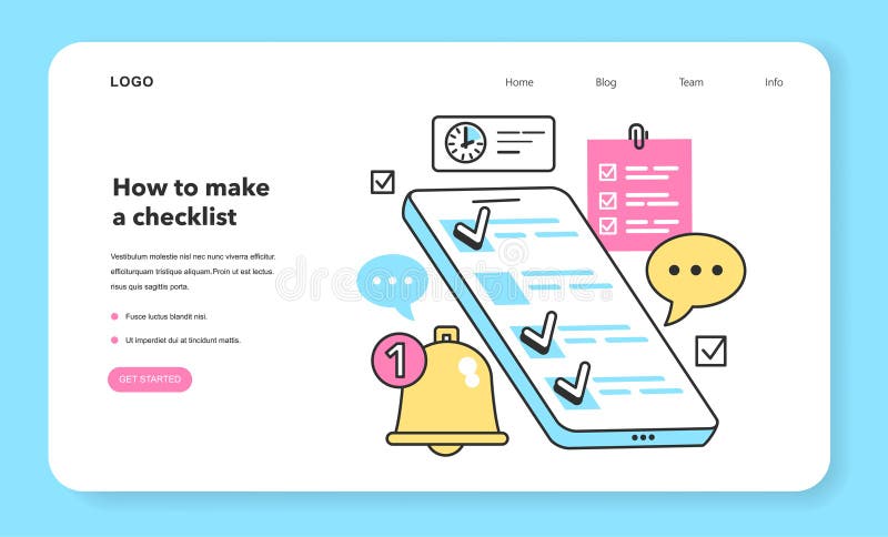 Checklist Making Web Banner or Landing Page. Planning the daily Routine ...