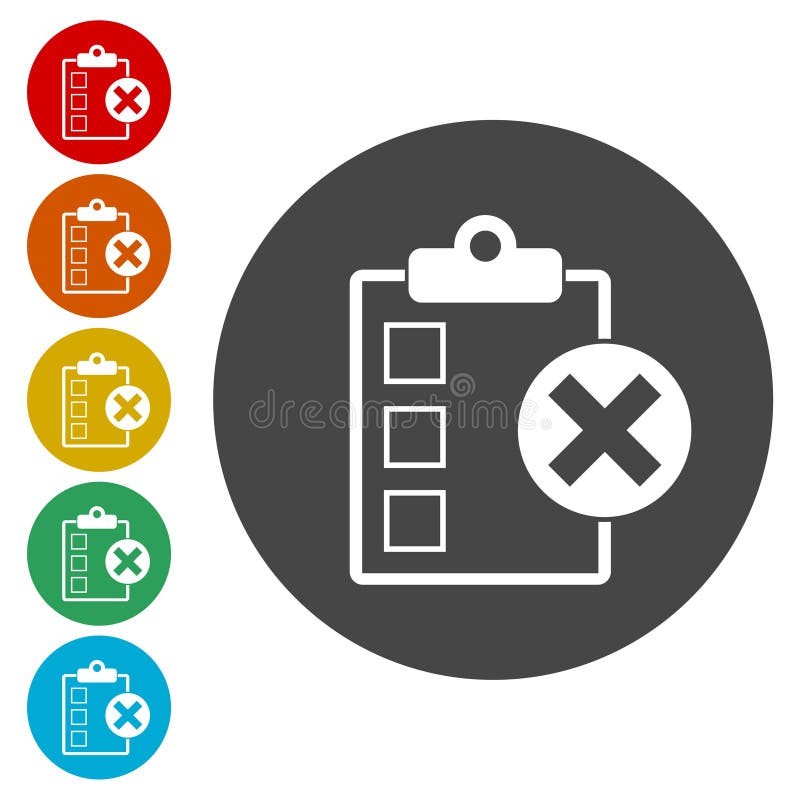 Checklist with X Mark Icon stock vector. Illustration of business ...