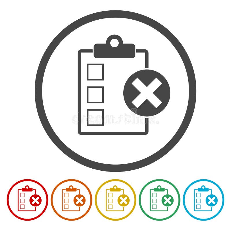 Checklist with X Mark Icon stock vector. Illustration of business ...