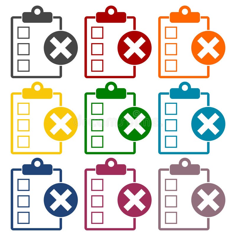 Checklist with X Mark Icon stock vector. Illustration of business ...