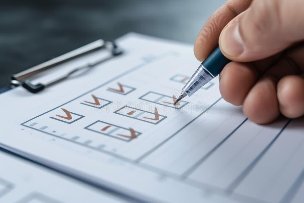 Checklist Marking Human Hand Marks Checkboxes on Paper Concept Stock ...