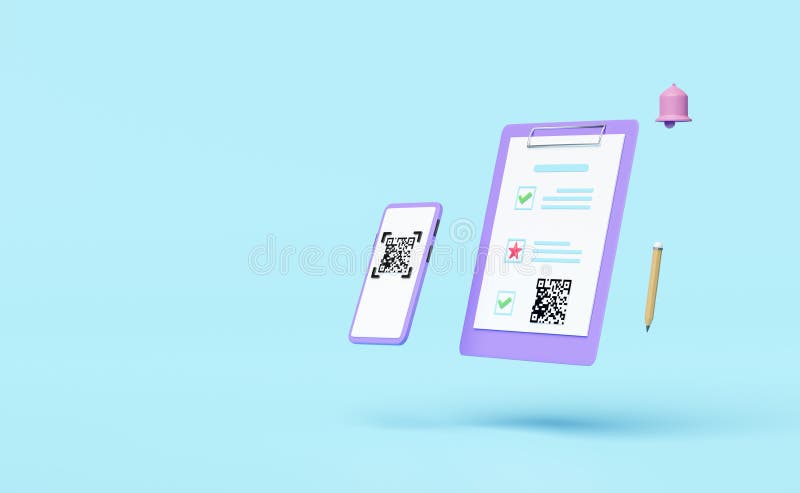 Checklist with Mobile Phone,smartphone,qr Code Scanning,white Clipboard ...