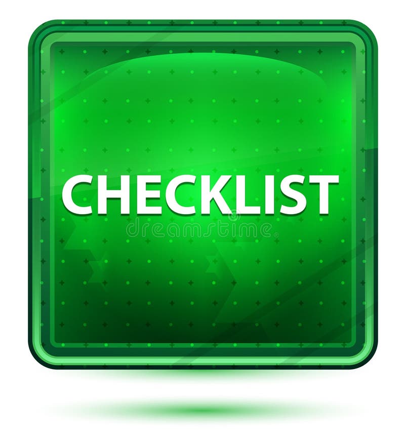 Checklist Neon Light Green Square Button Stock Illustration ...