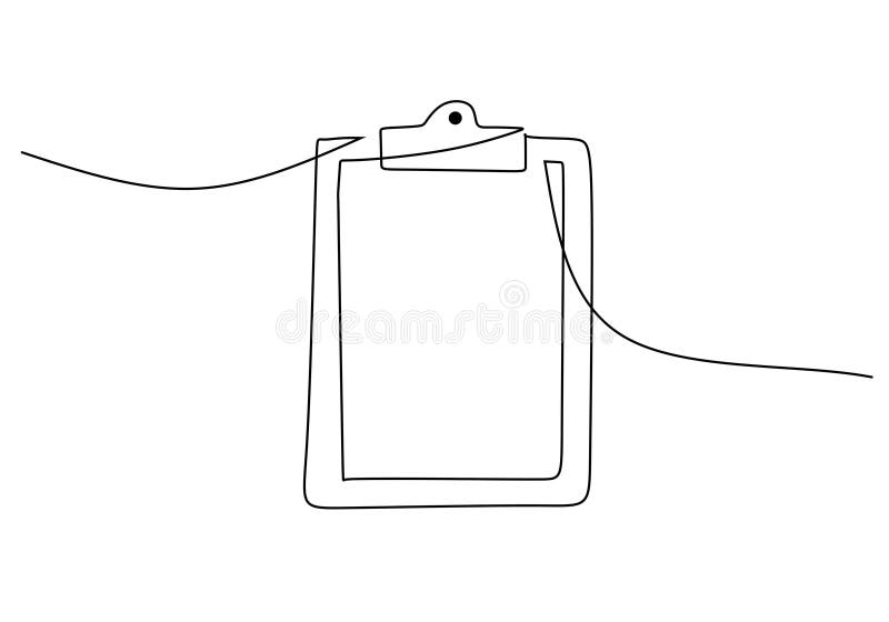 Checklist One Line Drawing. Continuous Single Outline Clipboard Stock ...