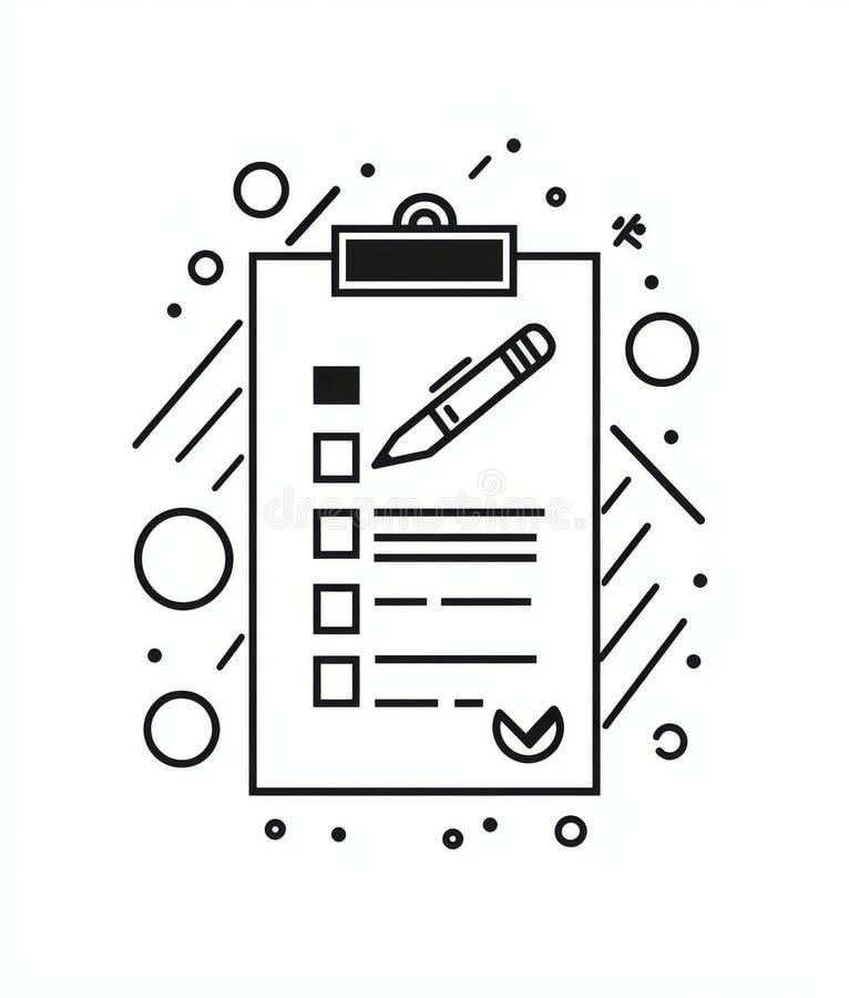 Checklist in One Line. Illustration in the Modern Style Stock ...