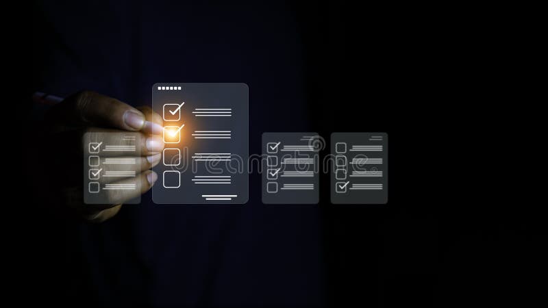 Checklist Online Documentation Data Management. Businessman Using Digital Check Sheet and ...