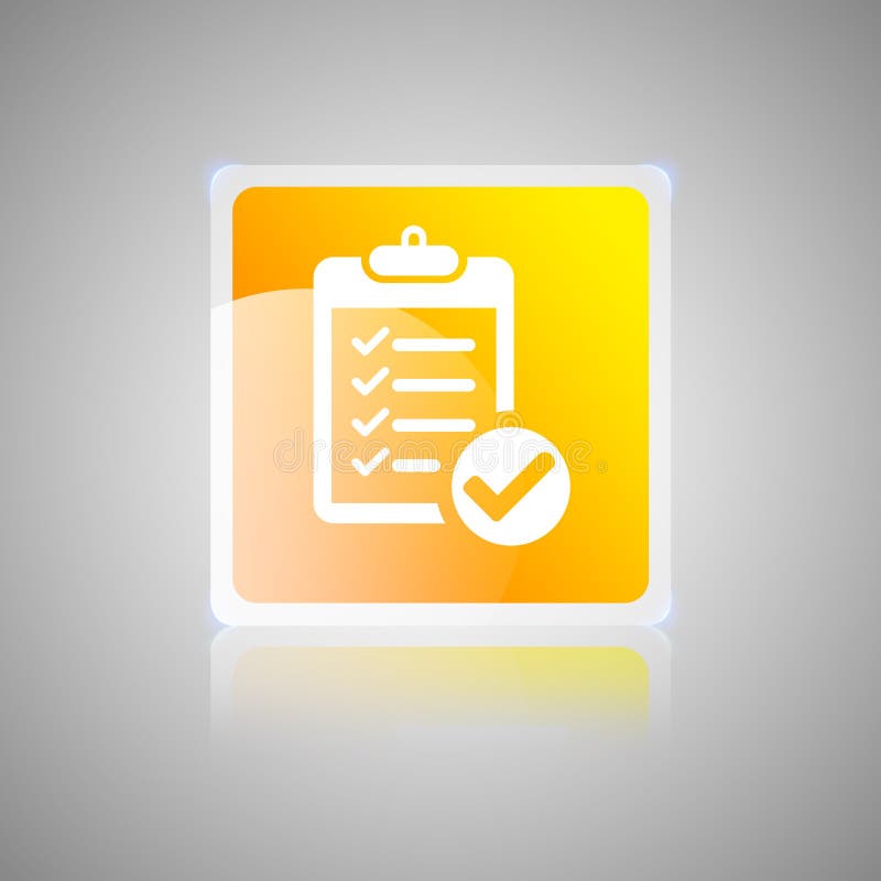 Checklist Icon Orange Round Button Stock Illustration - Illustration of ...