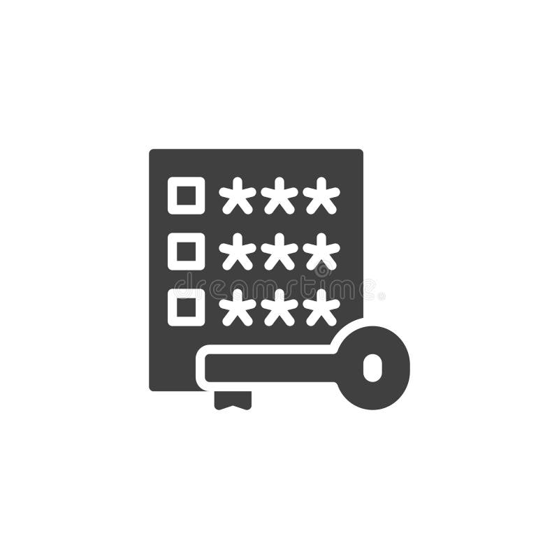 Checklist with a Password Key Vector Icon Stock Vector - Illustration ...