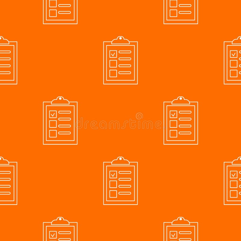 Checklist Pattern Vector Orange Stock Vector - Illustration of check ...