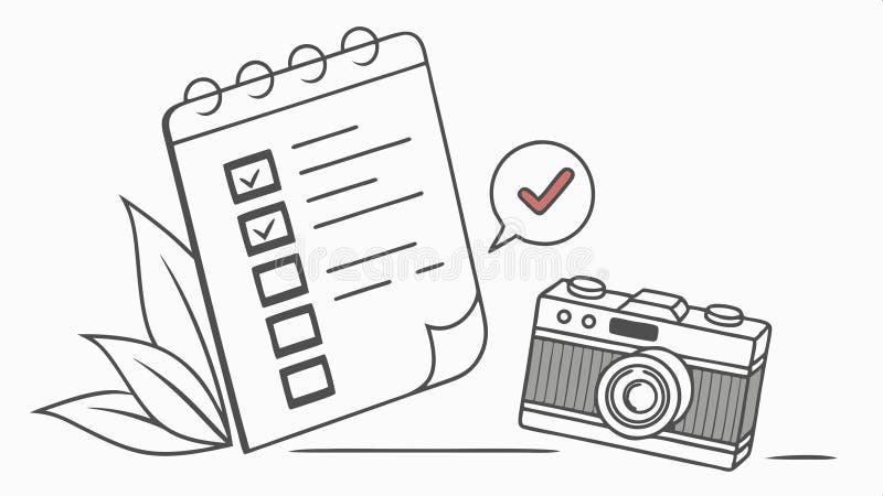 Checklist with Pen and Camera, Planning and Photography Theme Vector ...