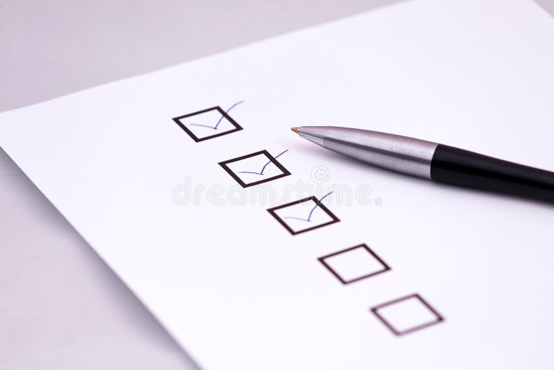 Checklist with a pen. stock photo. Image of list, white - 64169046