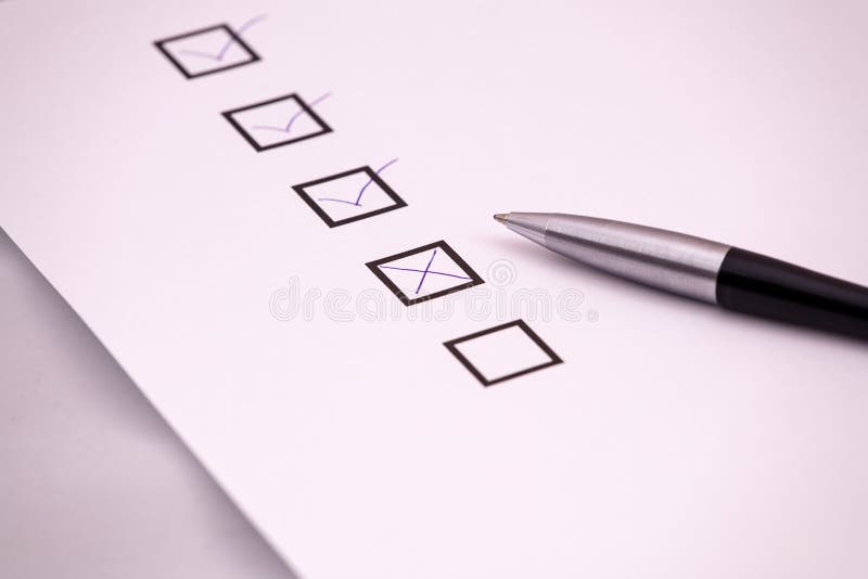 Checklist with a pen. stock image. Image of white, isolated - 64169055
