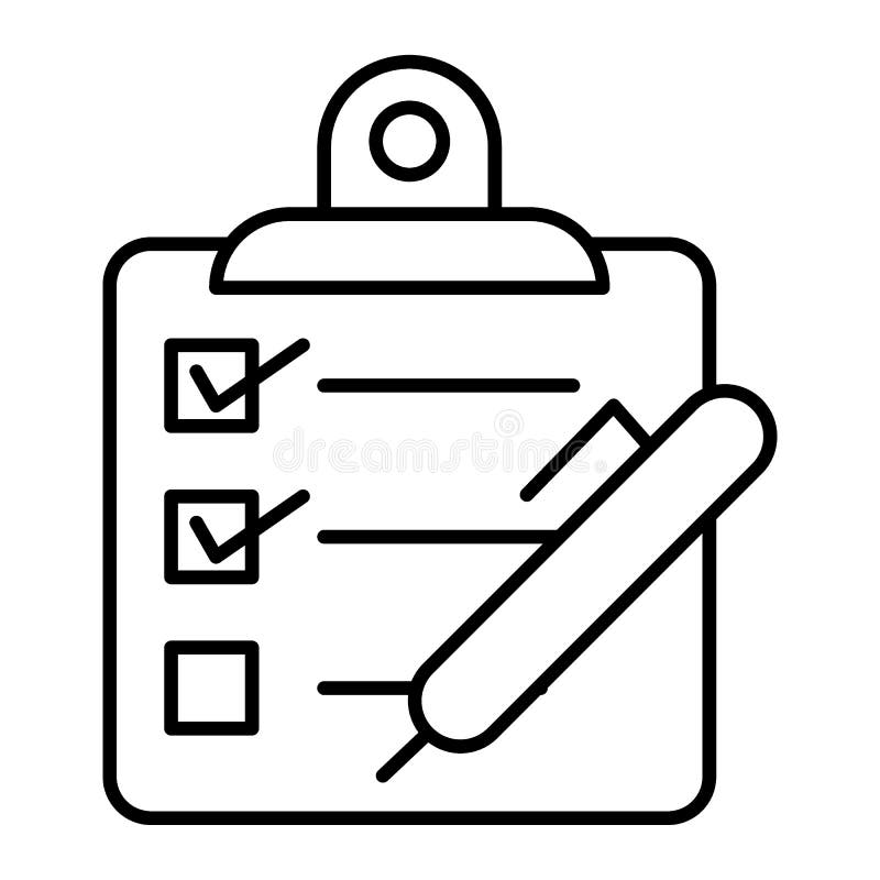 Checklist with Pen Thin Line Icon. Questionnaire Vector Illustration ...