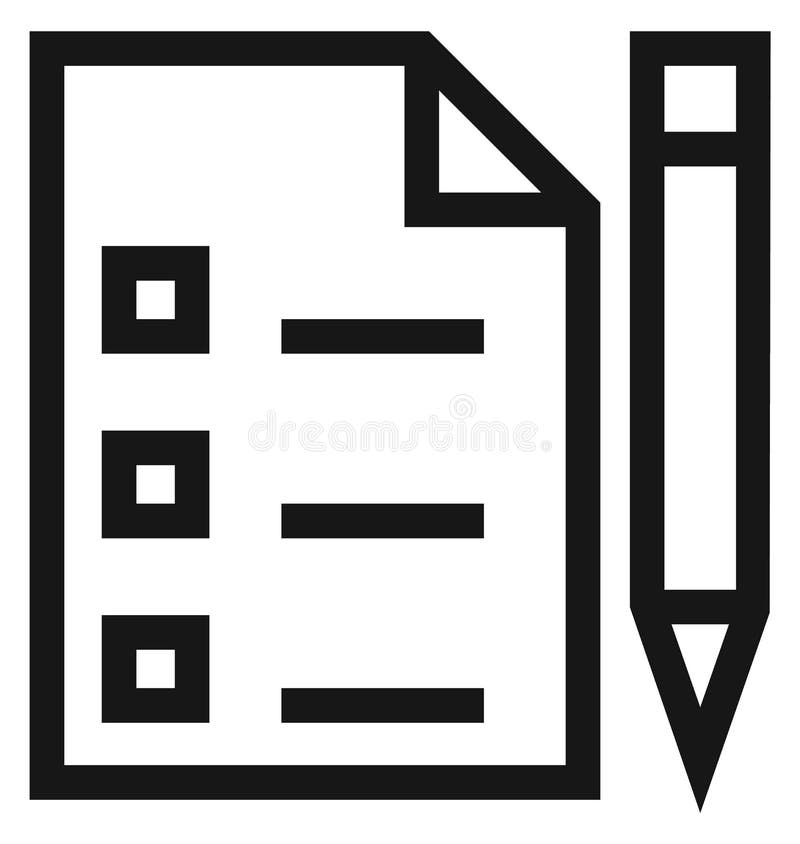 Checklist and Pencil Black Line Icon. Document Symbol Stock Vector ...