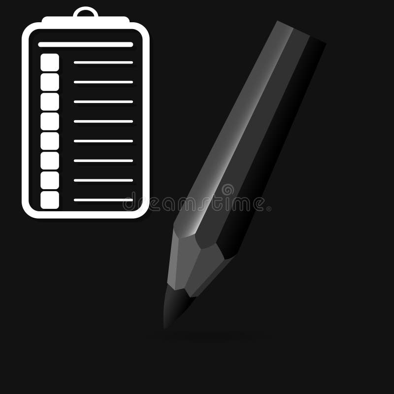Clipboard With Checklist And Pencil Icon On Dark Background Stock ...