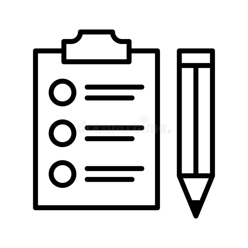Checklist and Pencil Icon. Pictogram Isolated on a White Background ...