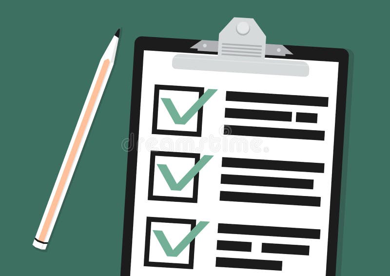 Checklist Pencil Vector Icon. Black Illustration Isolated on White ...