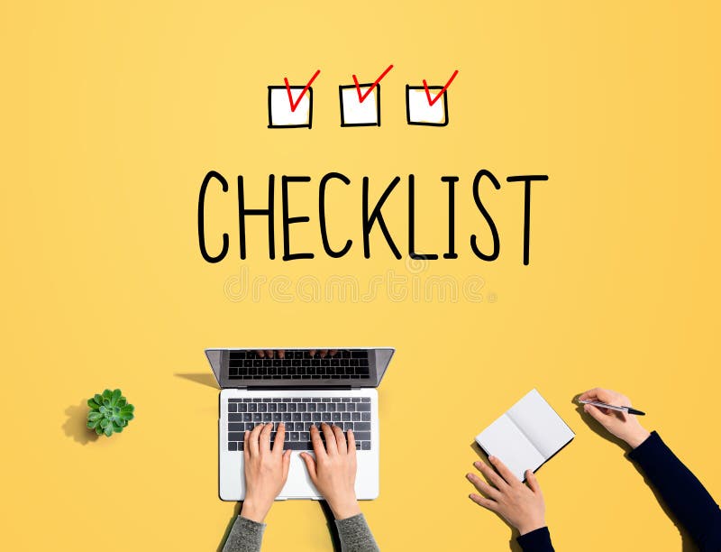 Checklist with People Working Together Stock Illustration ...